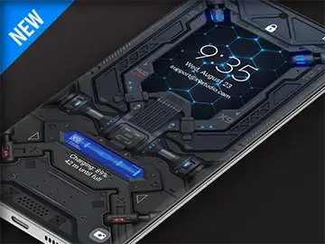 Samsung Galaxy Video Wallpaper: X9 Mecha HUD 6 – Blue - X9 Studio